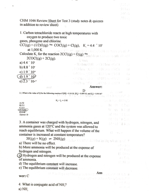 Test 1 Example - Test 1 Examle for Chapters 6 & 7 - Test 1 Example The ...