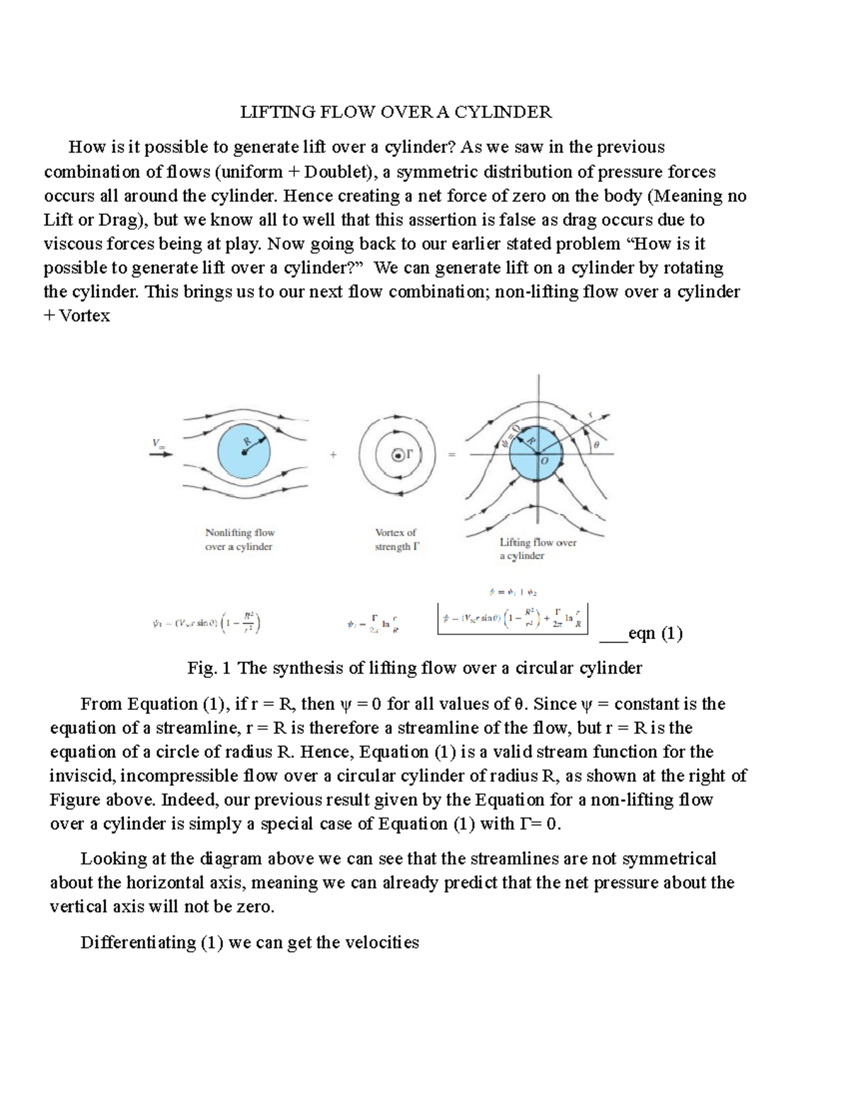 Lifting FLOW OVER A Cylinder - LIFTING FLOW OVER A CYLINDER How is it ...