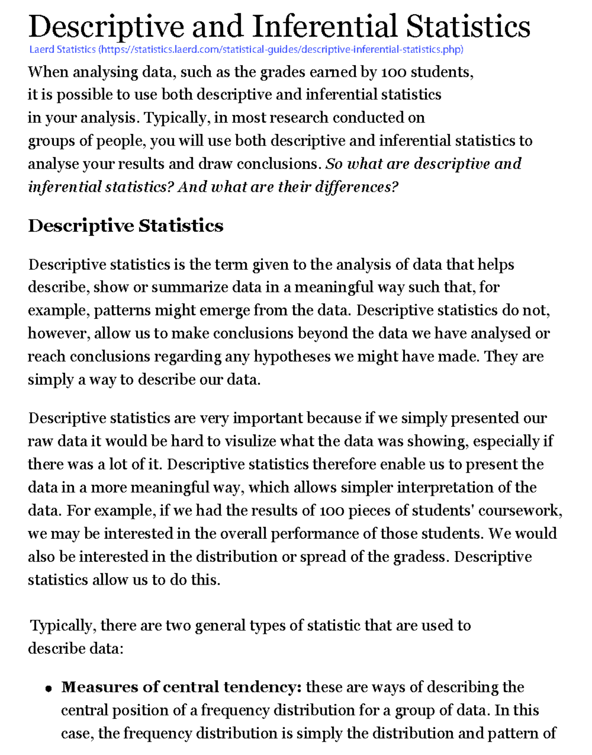 Statisticsleard13 - Descriptive and Inferential Statistics When ...