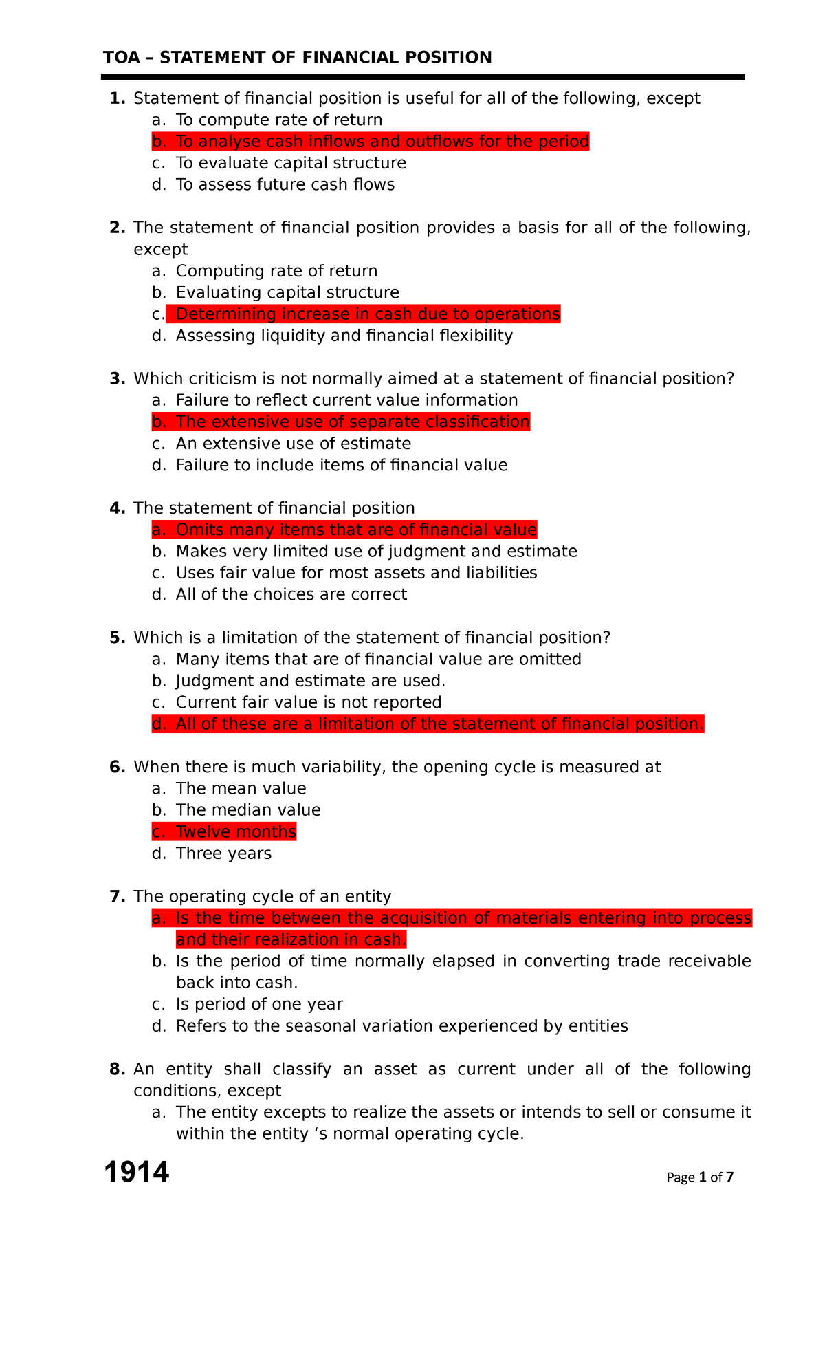Statement OF Financial Position in theory of accounts - TOA – STATEMENT ...