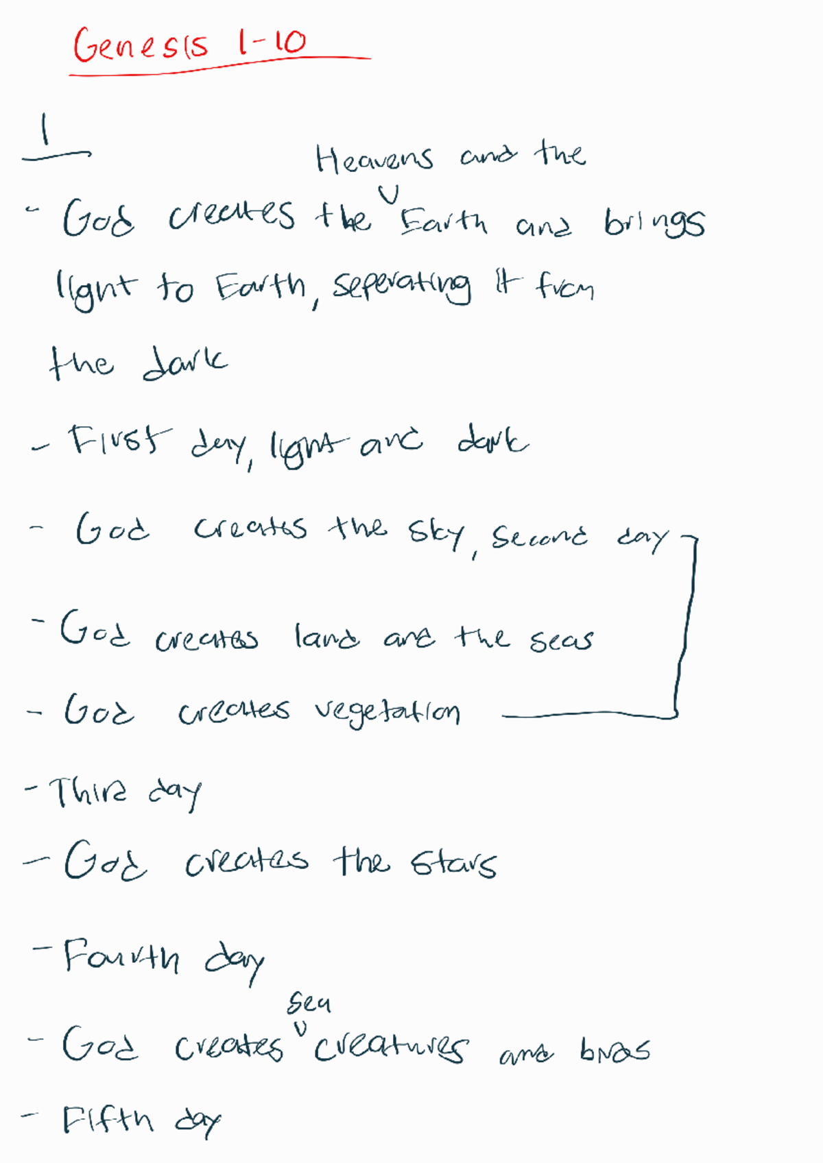 Genesis Notes 240904 171036 - Genesis I Heavens and the U God creates ...