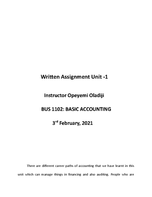 BUS 1102- Written Assignment Unit 2 - 1102 - UoPeople - Studocu