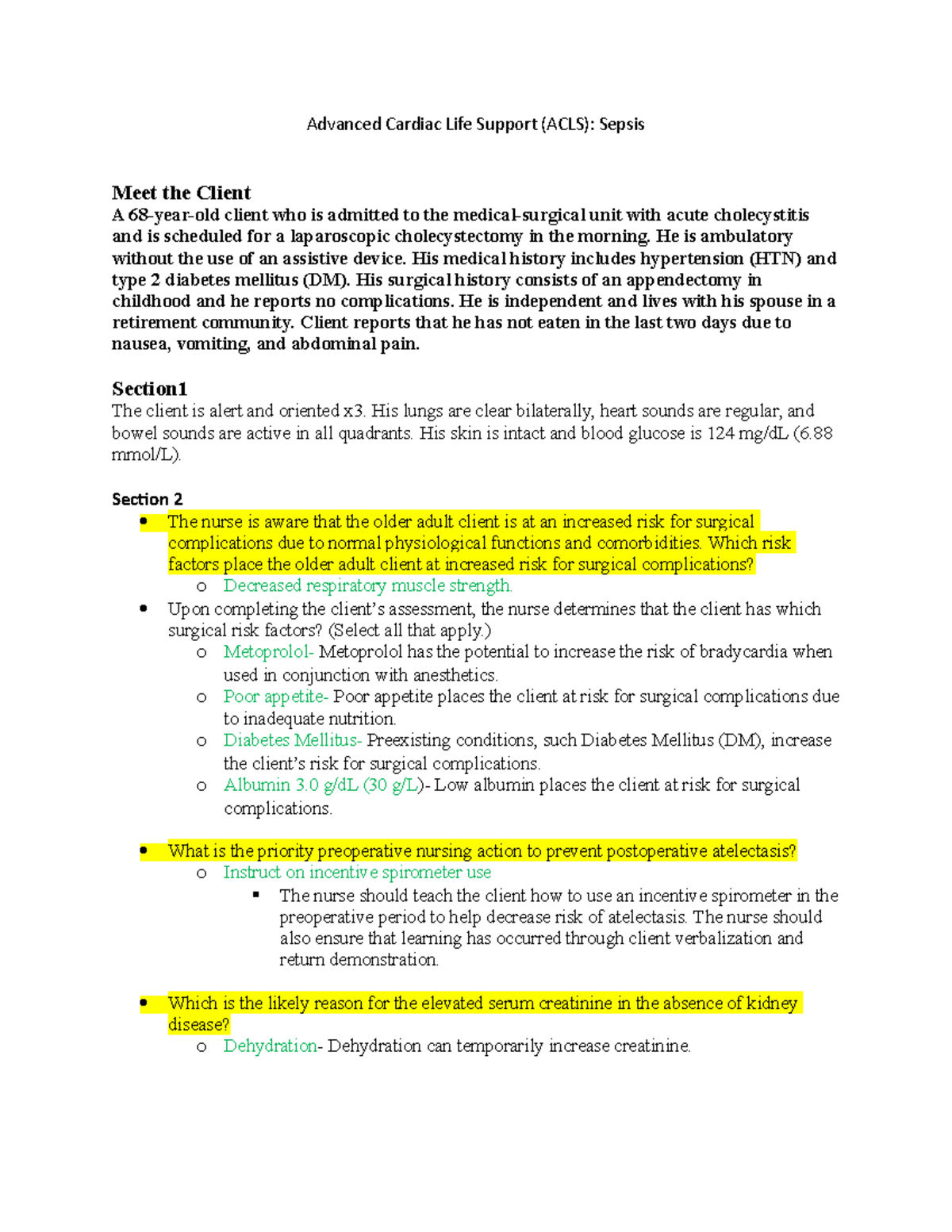 Advanced Cardiac Life Support Case Study - Advanced Cardiac Life ...