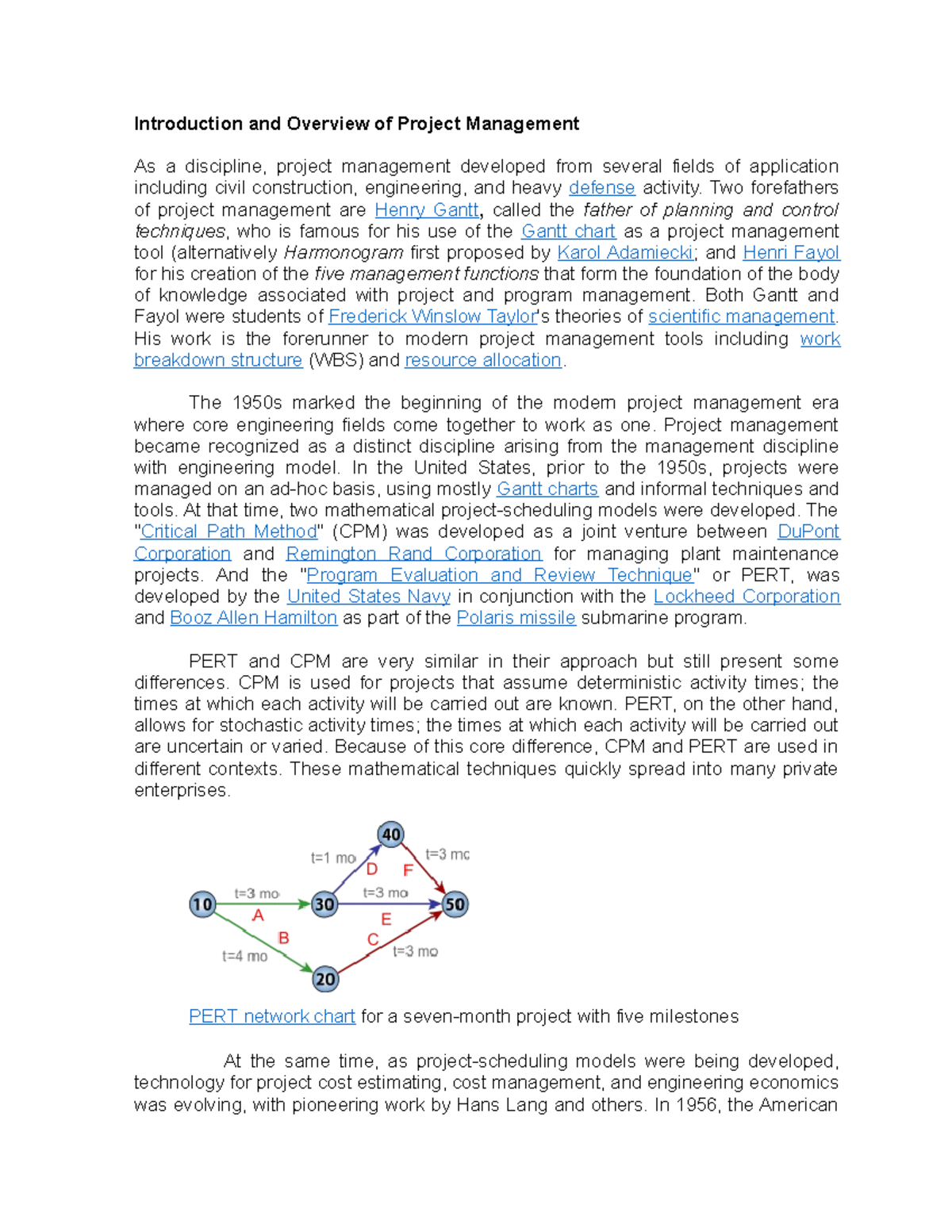 Introduction and Overview of Project Management - Two forefathers of ...