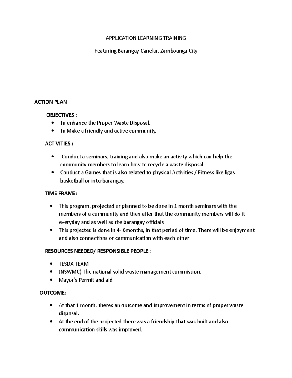 Action PLAN CD 132 Peñaflor - APPLICATION LEARNING TRAINING Featuring ...