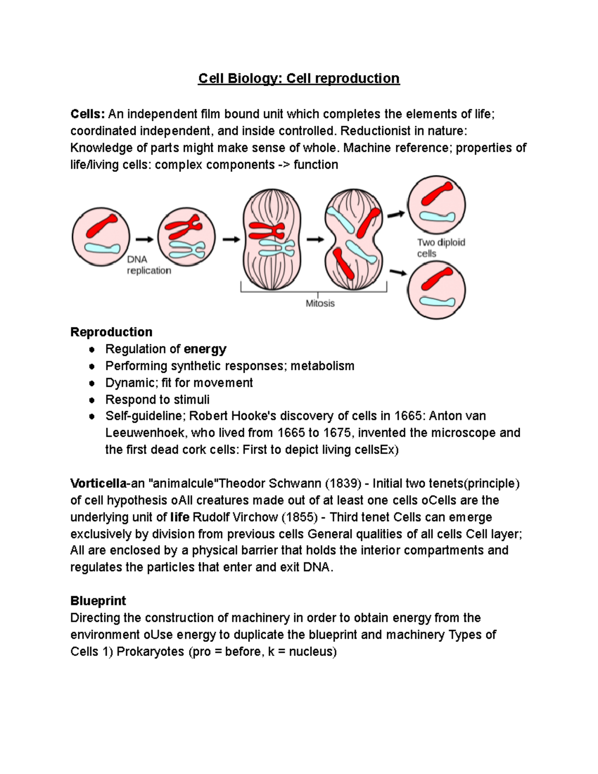 Cell Biology Cell reproduction - Cell Biology: Cell reproduction Cells ...