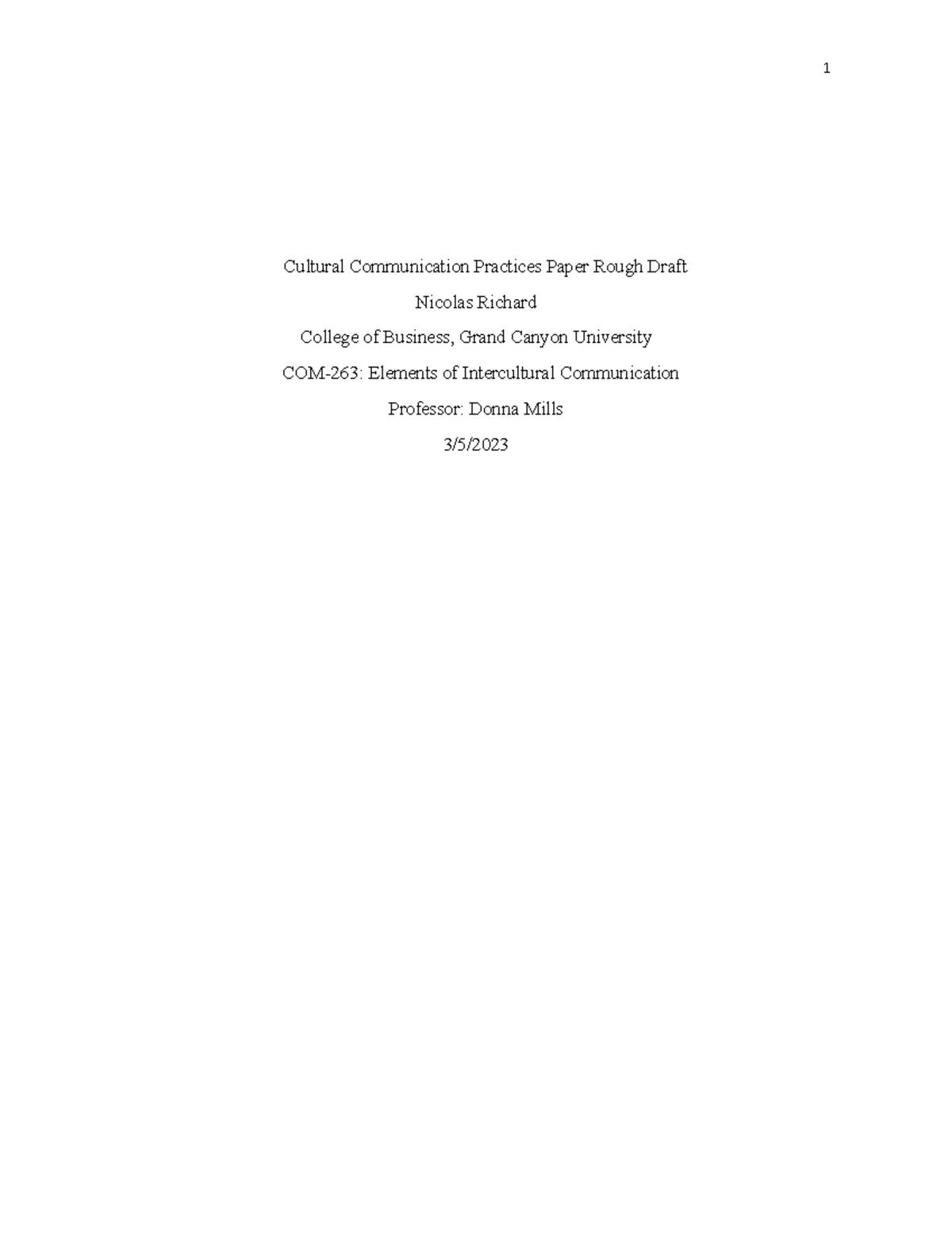 Cultural Communication Practices Paper Rough Draft - Those who feel ...
