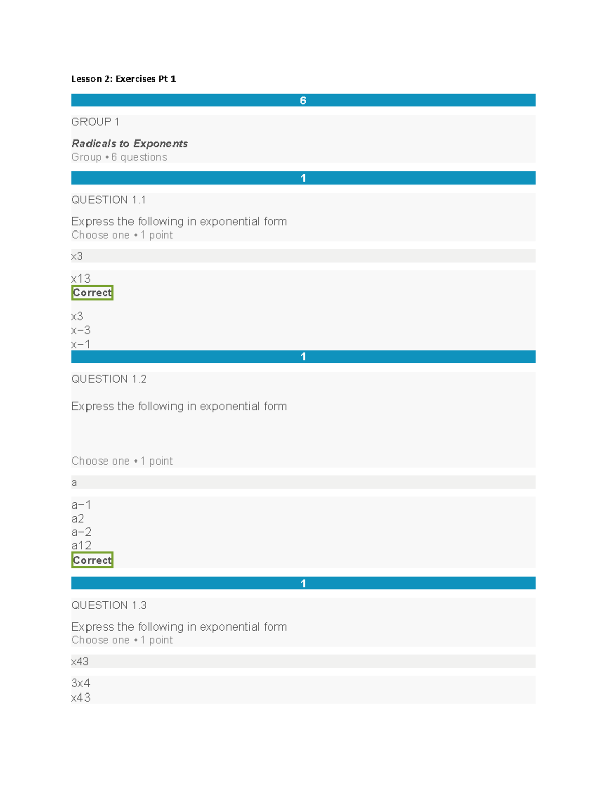 Lesson 2 exercise 1 - test - Lesson 2: Exercises Pt 1 6 GROUP 1 ...