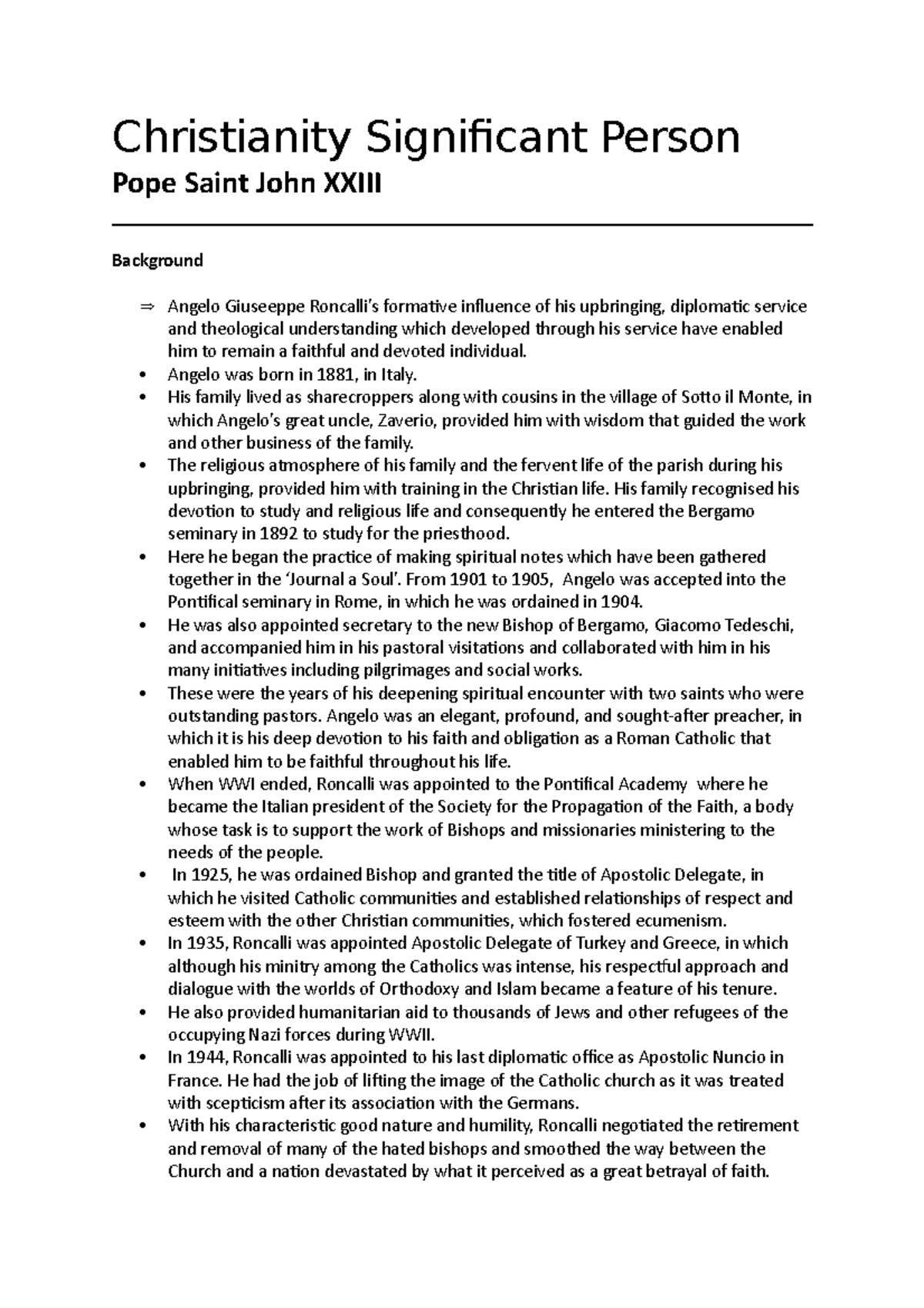 Religion Christianity Pope Saint John Xxiii - Christianity Significant ...