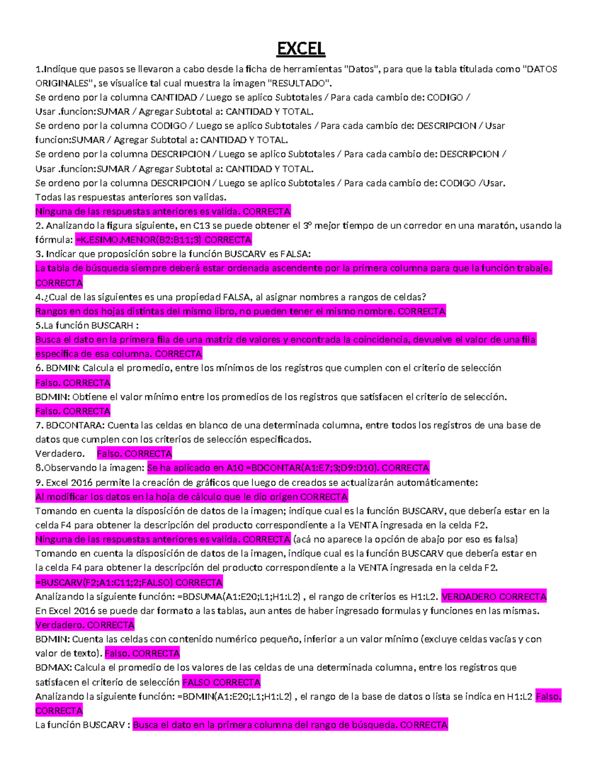 Choice 2do parcial compu 2 - EXCEL 1 que pasos se llevaron a cabo desde la ficha de herramientas ...