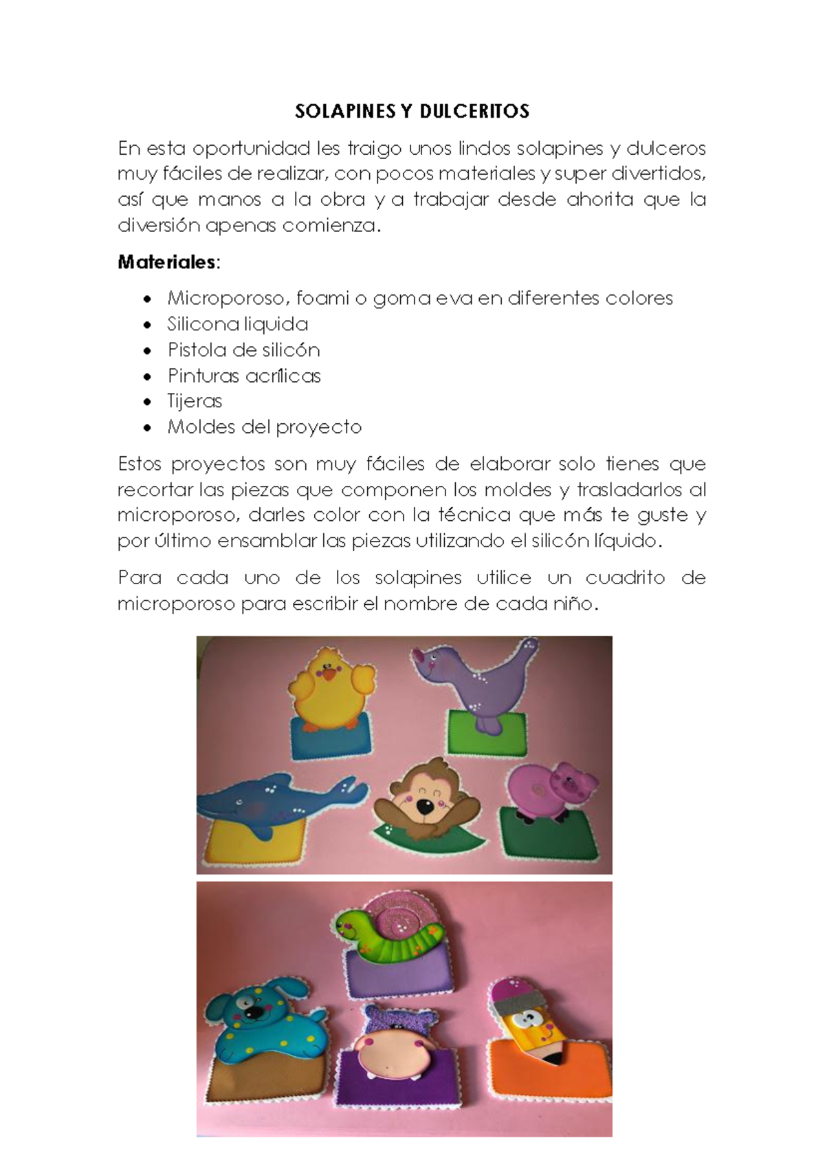 DIA 5 ARTE - Solapines - Ideas de artes - SOLAPINES Y DULCERITOS En ...