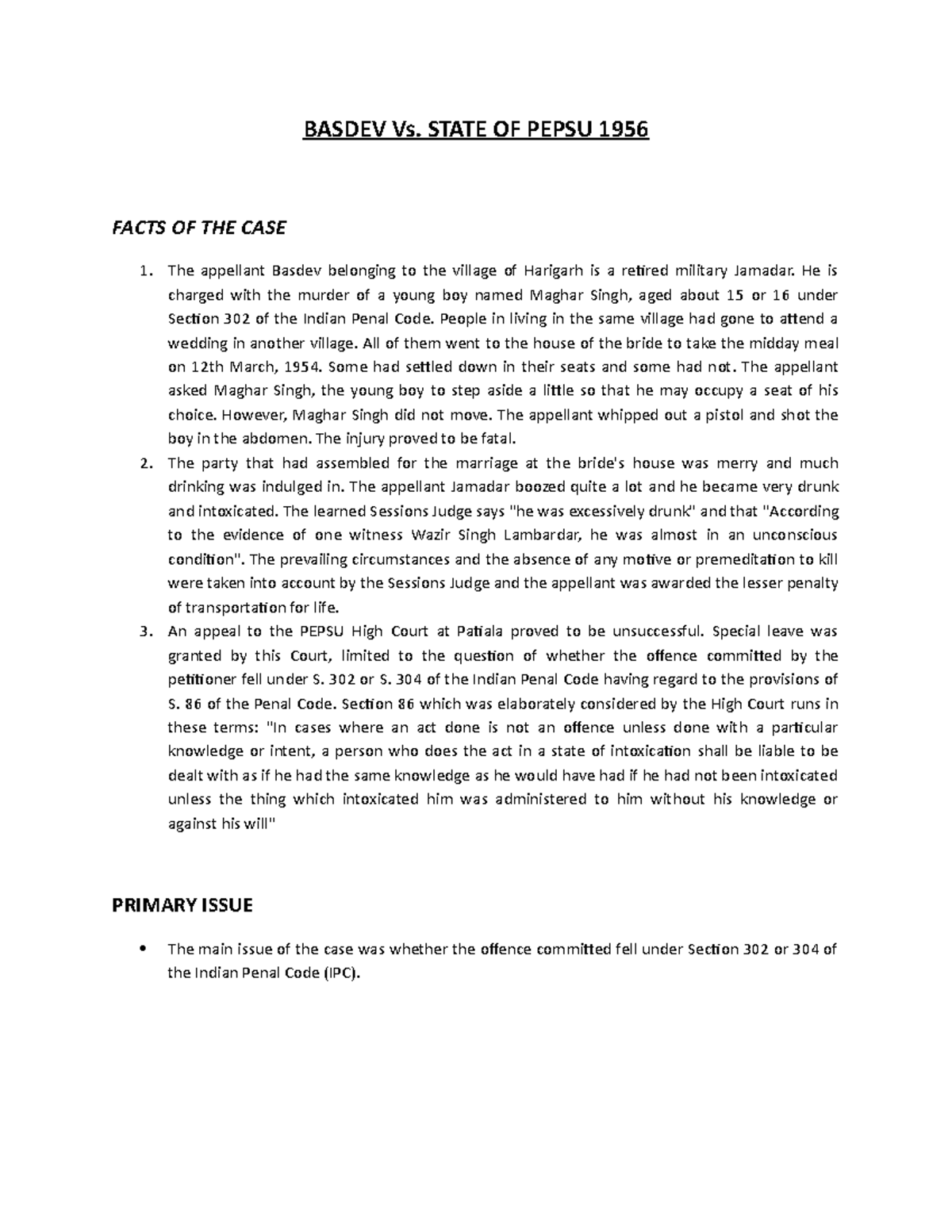 Basdev Vs Pepsu - BASDEV Vs. STATE OF PEPSU 1956 FACTS OF THE CASE The ...