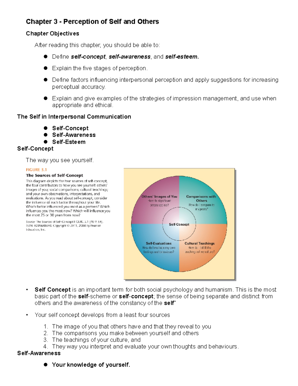 Summary Notes Ch. 3 Perception of Self and Others - StuDocu