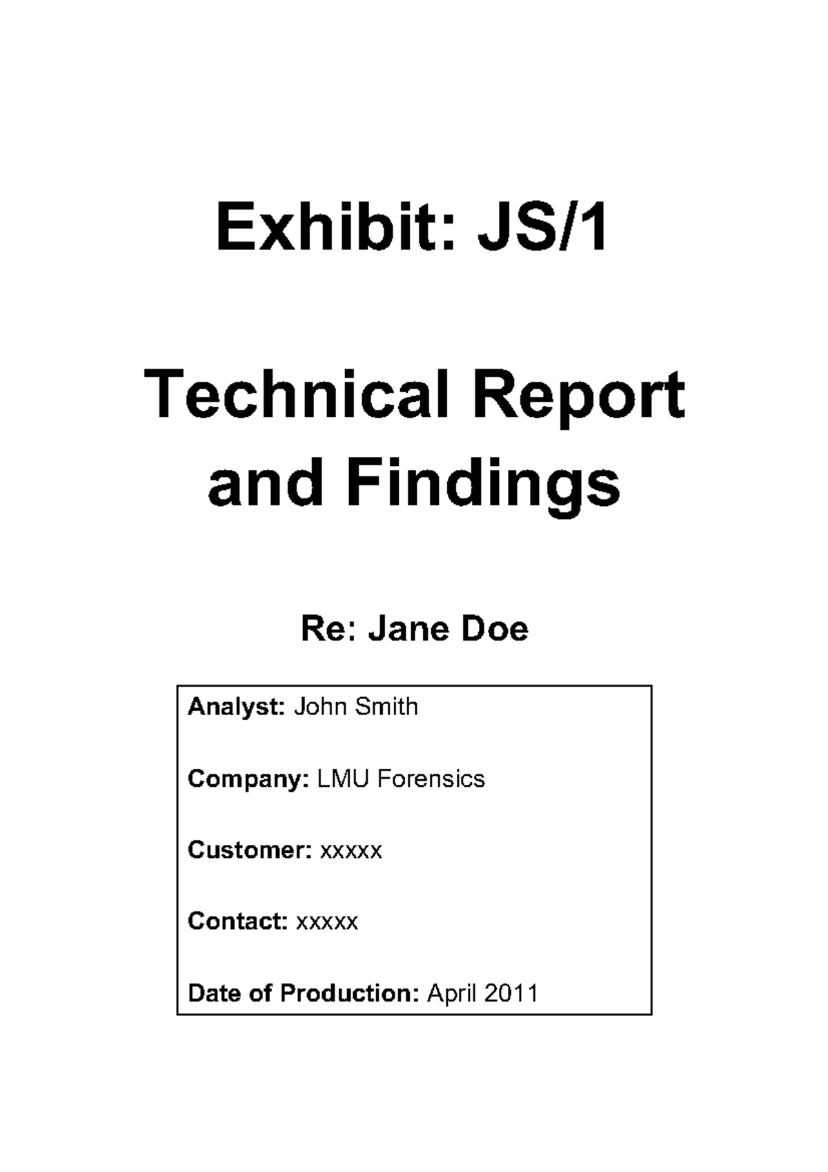 Statement example - this is reports for jeans - Exhibit: JS/ Technical ...