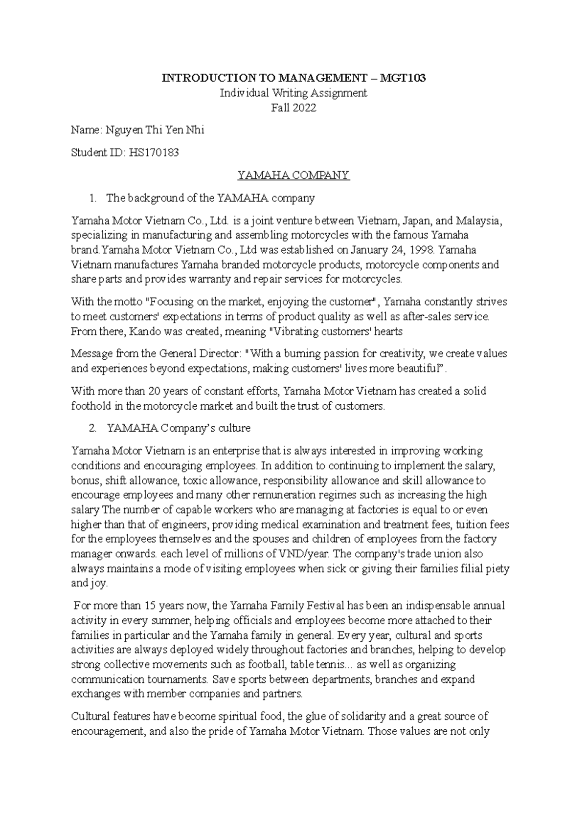 Individual ASSI - noting - INTRODUCTION TO MANAGEMENT – MGT Individual ...