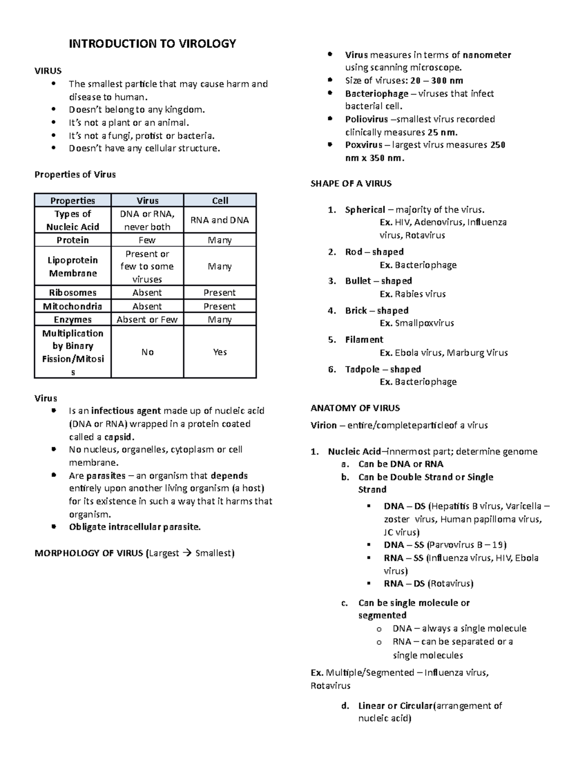 4 Introduction-TO- Virology - INTRODUCTION TO VIROLOGY VIRUS The ...