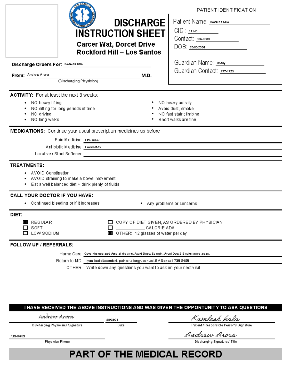 Dischargesheet Kamlesh - Discharge Orders For ...