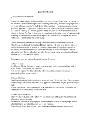 Unit 3 (1) - Qual notes - Unit 3: Designing and sampling in qualitative ...