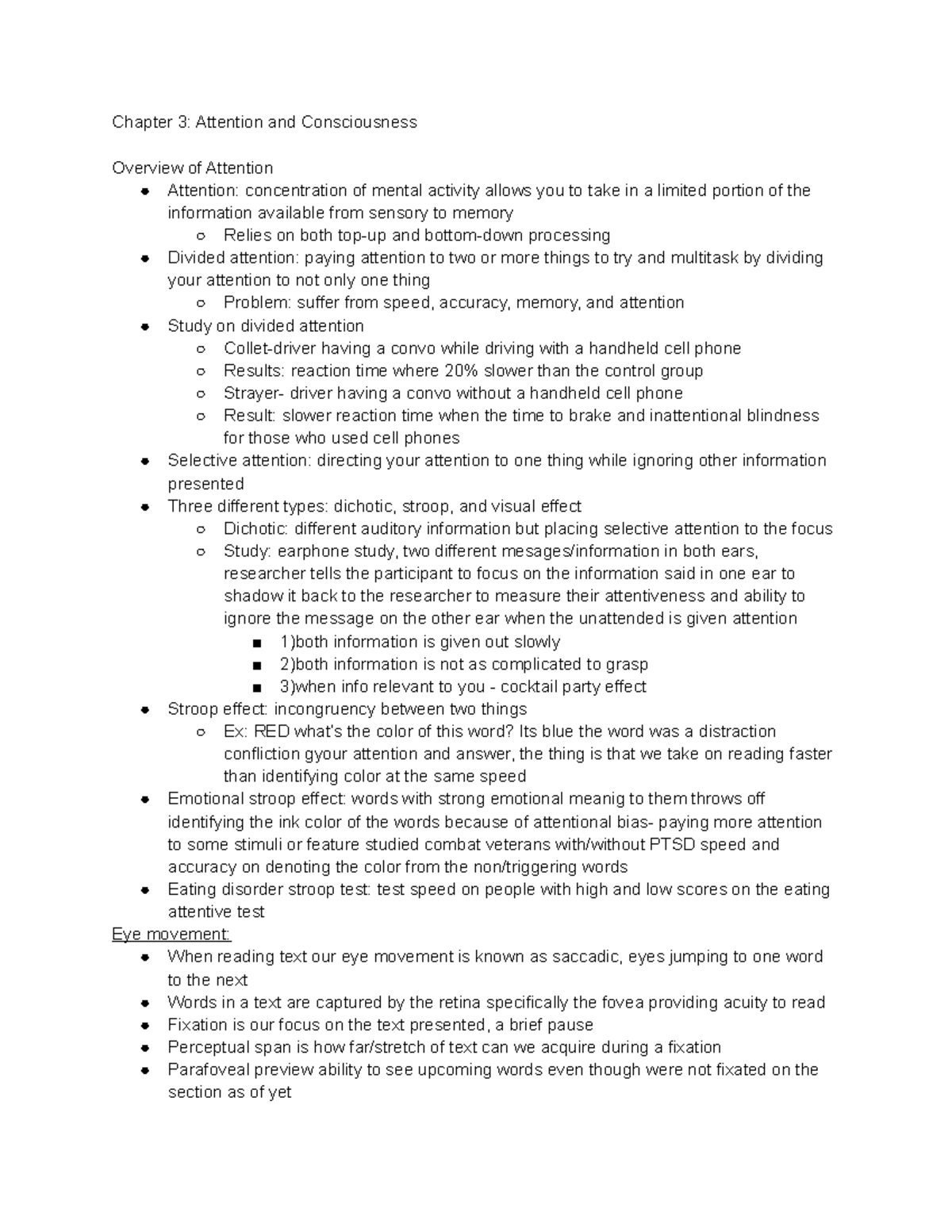 Chapter 3 Attention and Consciousness - Chapter 3: Attention and ...