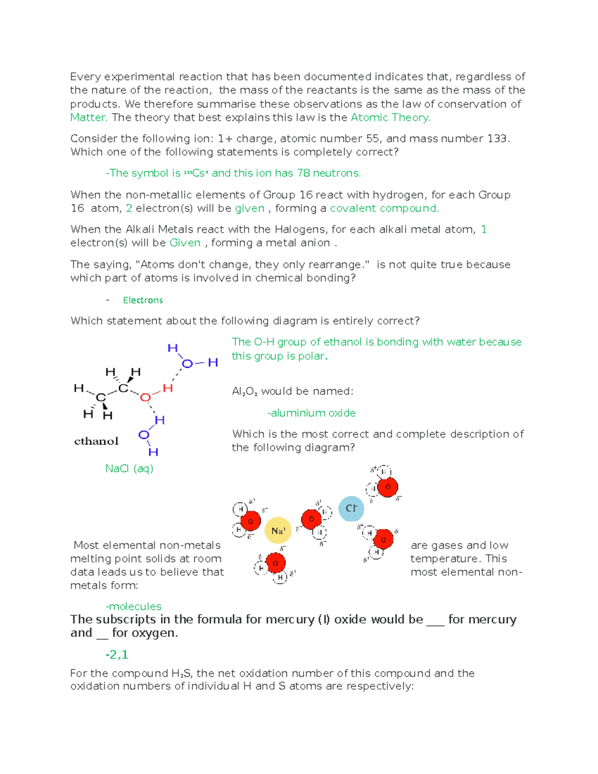 Chem quiz to study by - Every experimental reaction that has been ...