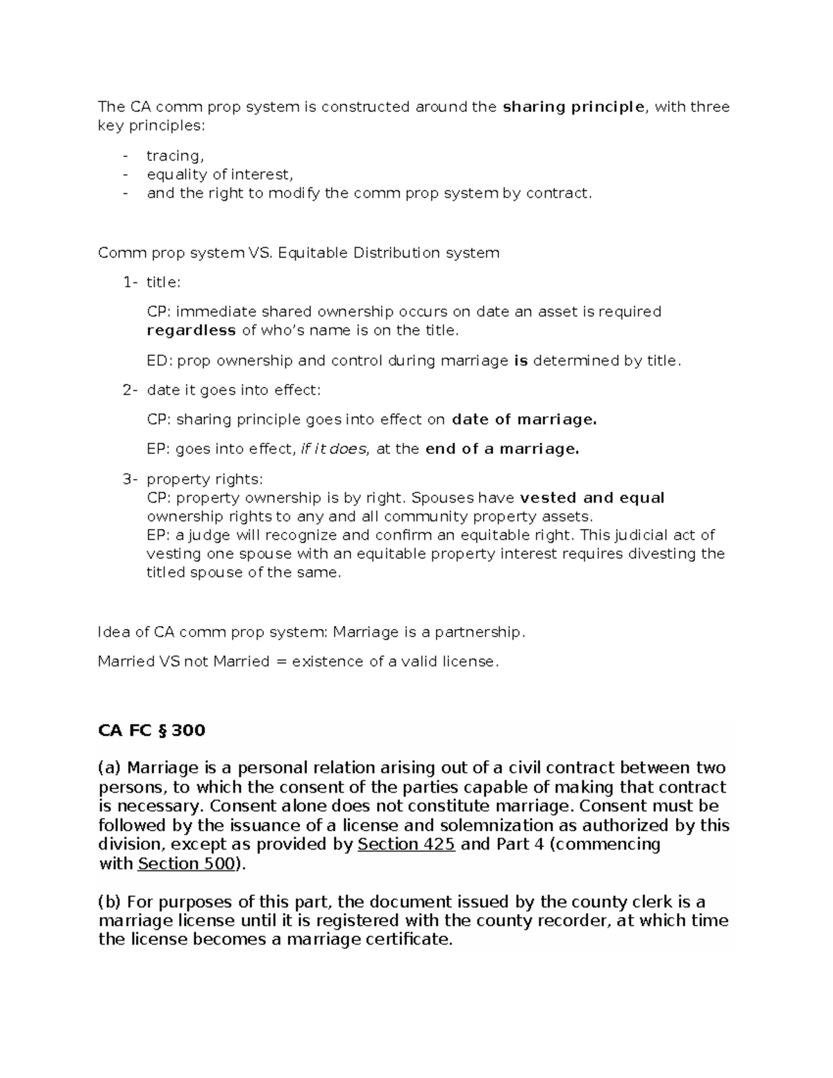 Comm Prop Notes - The CA comm prop system is constructed around the ...