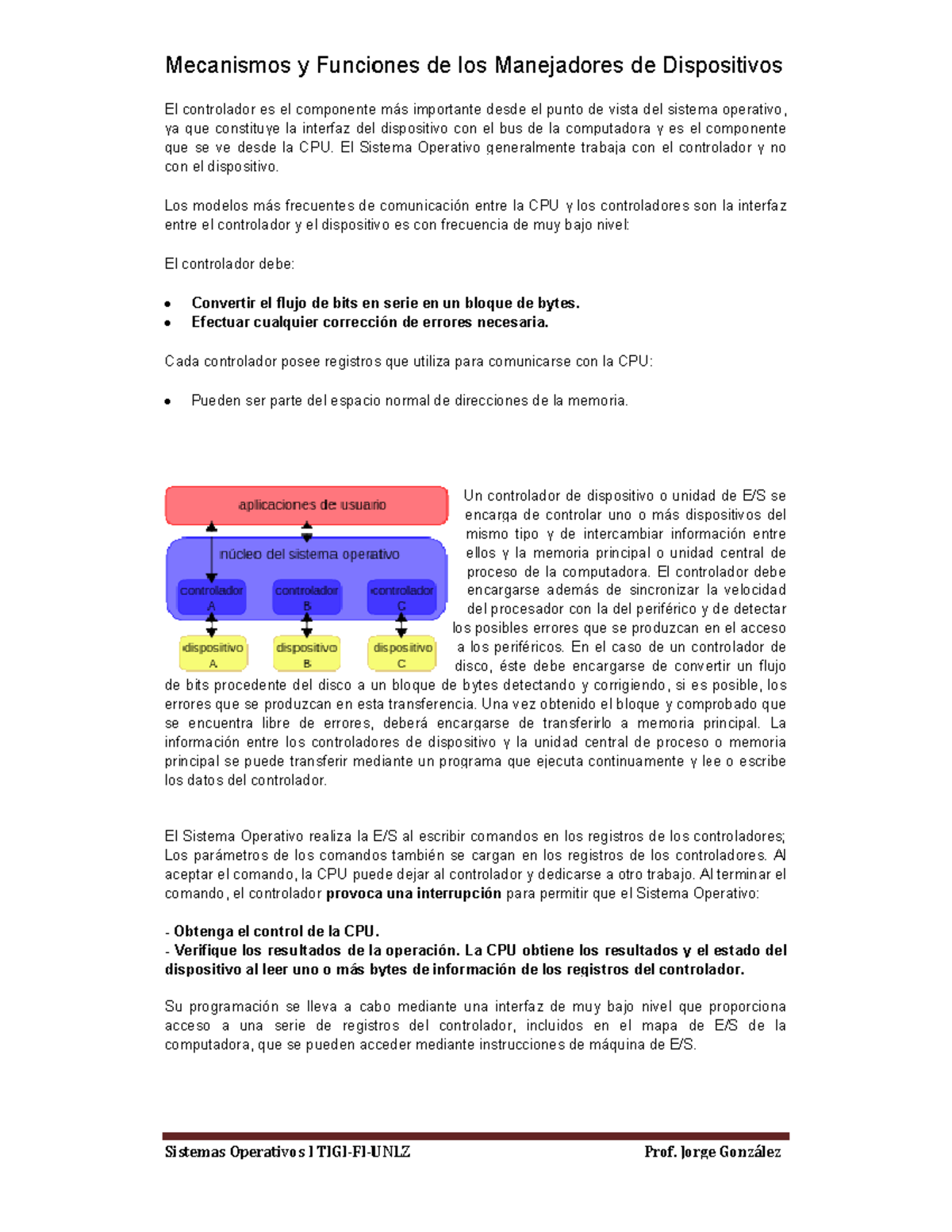 Mecanismos y Funciones de los Manejadores de Dispositivos - Sistemas ...