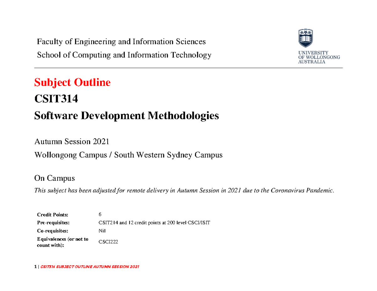 CSIT314 Software Development Methodologies-2021 - Faculty of ...