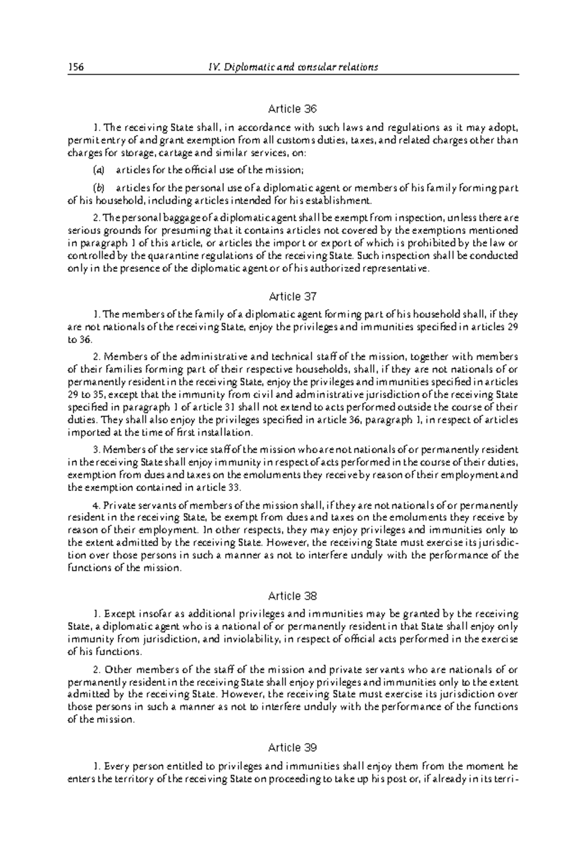 Book 1-58 - n/a - 156 IV. Diplomatic and consular relations article 36 ...