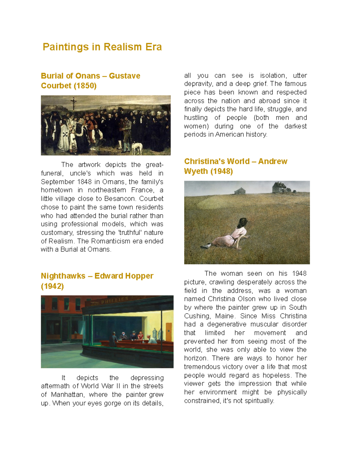 Paintings in Realism Era - Paintings in Realism Era Burial of Onans ...