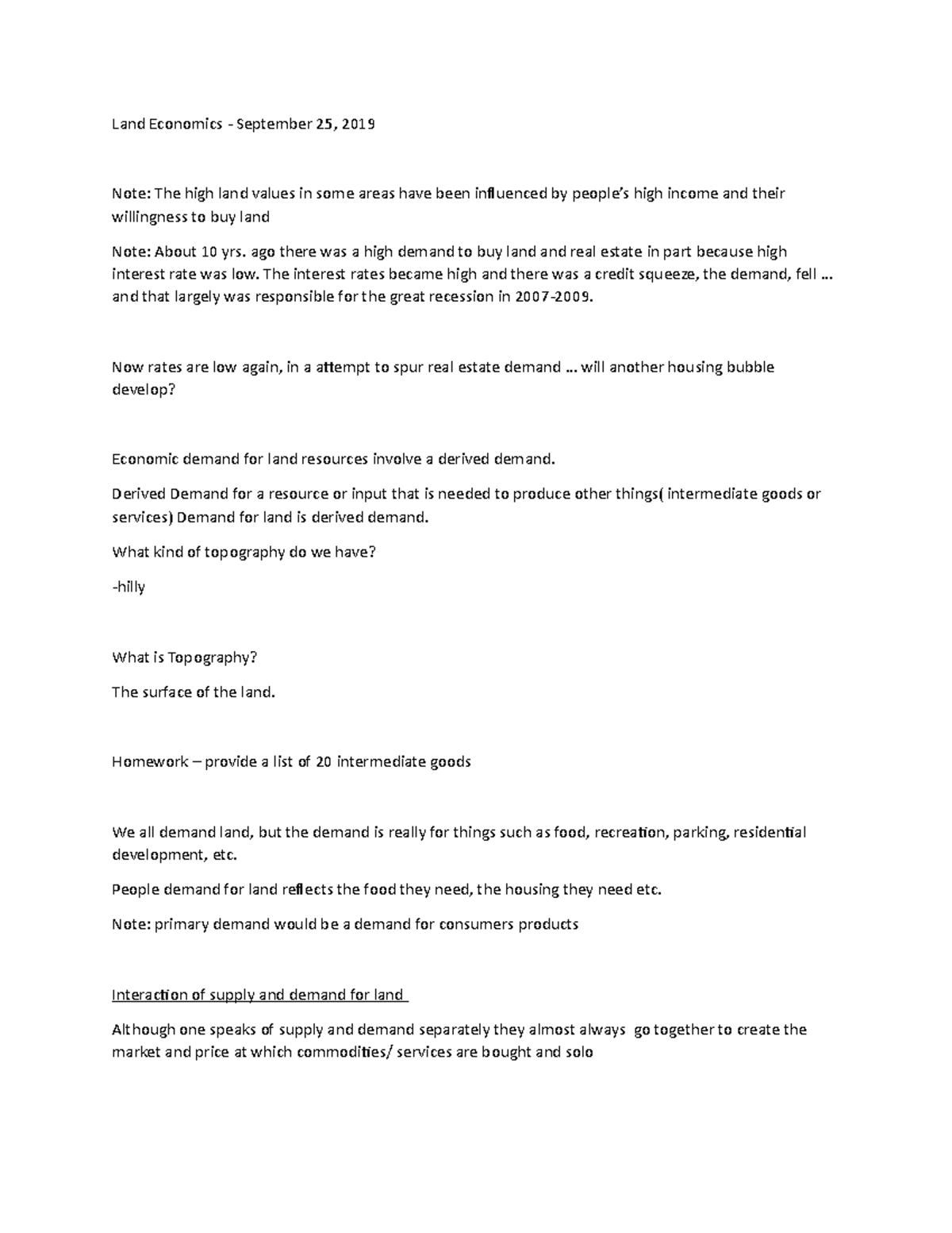 Land Economics 9-25-2019 - Land Economics - September 25, 2019 Note ...