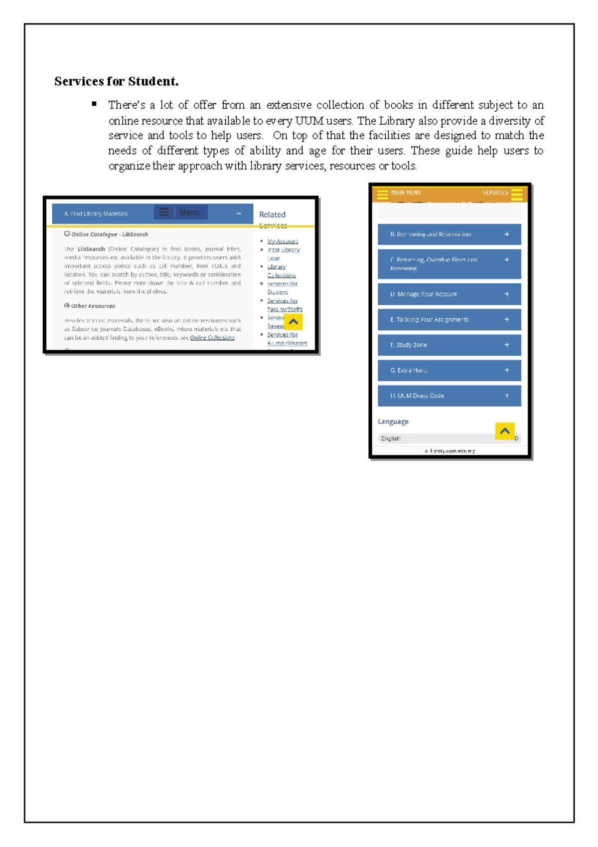 Assignment Dr. Azree UUM - Services for Student. There’s a lot of offer ...