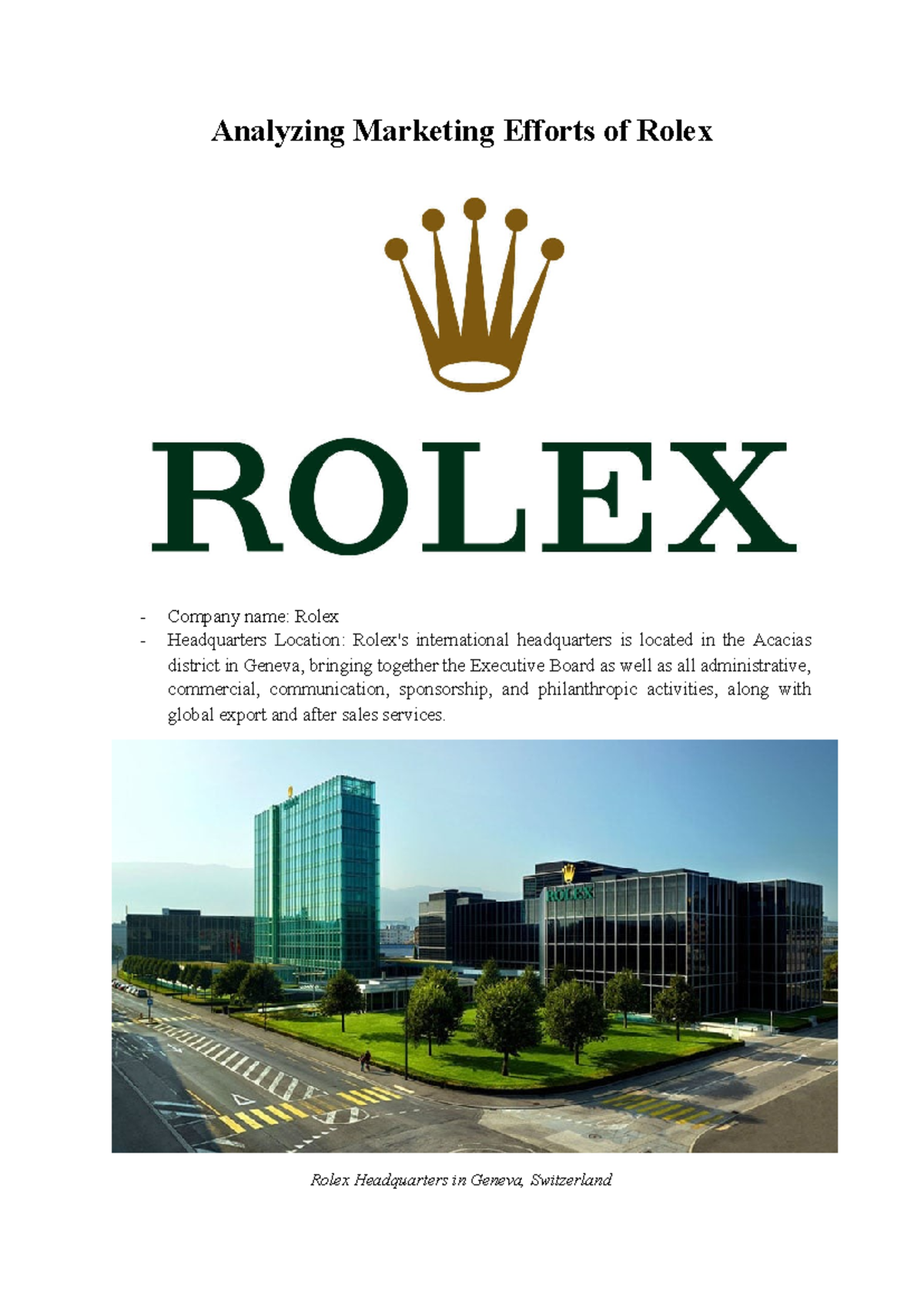 Hoàng Thị Linh Thảo-B23DCMR306 - Analyzing Marketing Efforts of Rolex ...