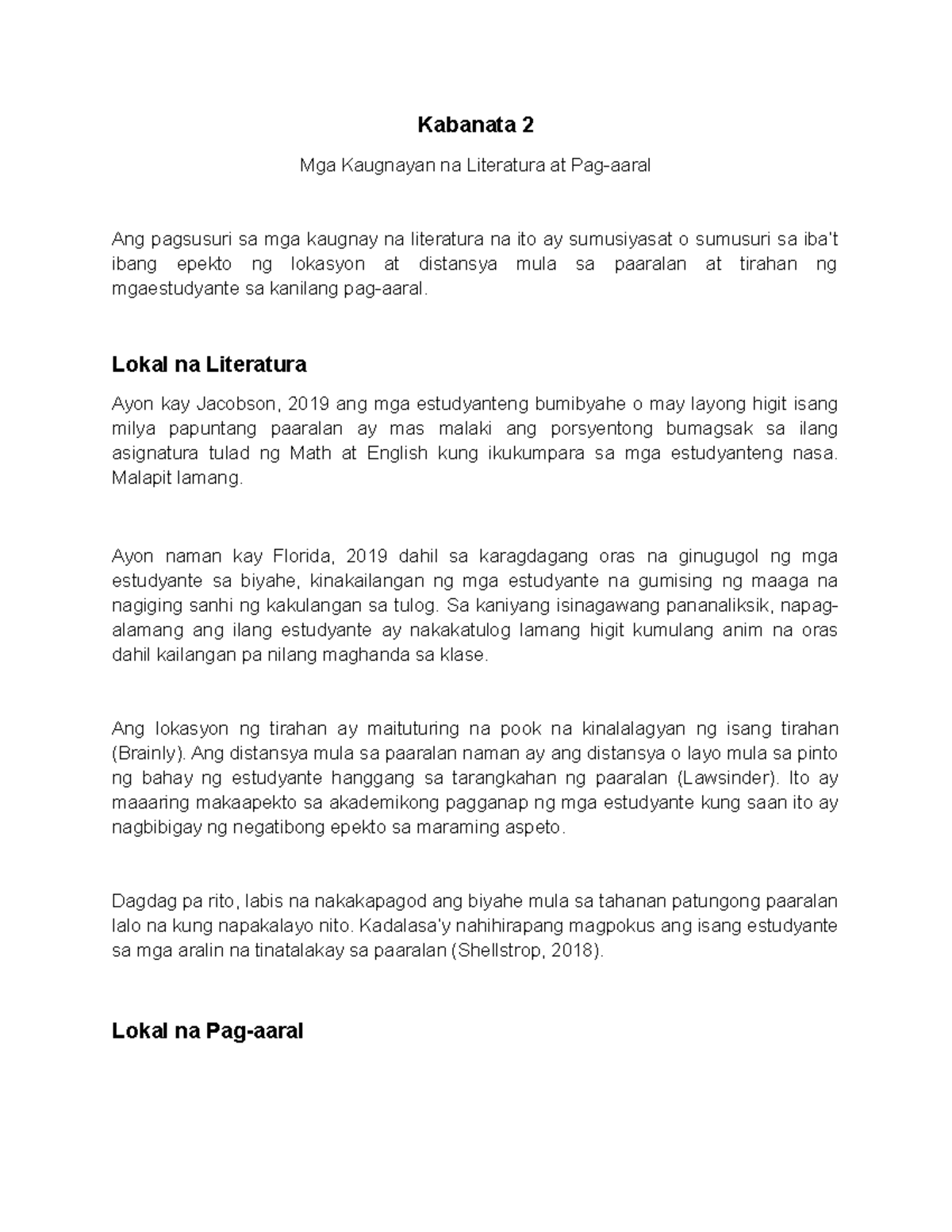 Document - needed - Kabanata 2 Mga Kaugnayan na Literatura at Pag-aaral ...