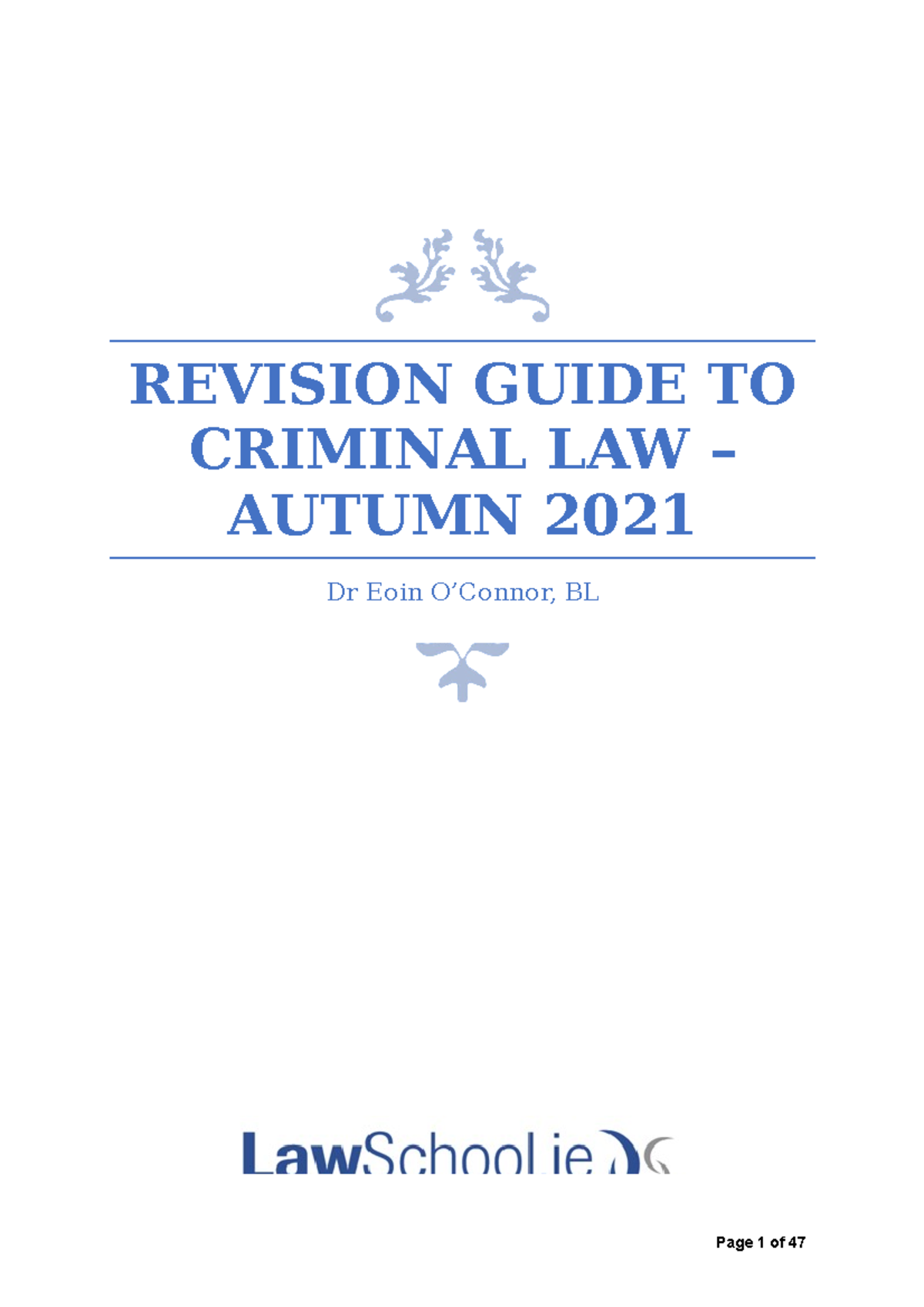 Criminal Law Revision Guide - REVISION GUIDE TO CRIMINAL LAW – AUTUMN ...