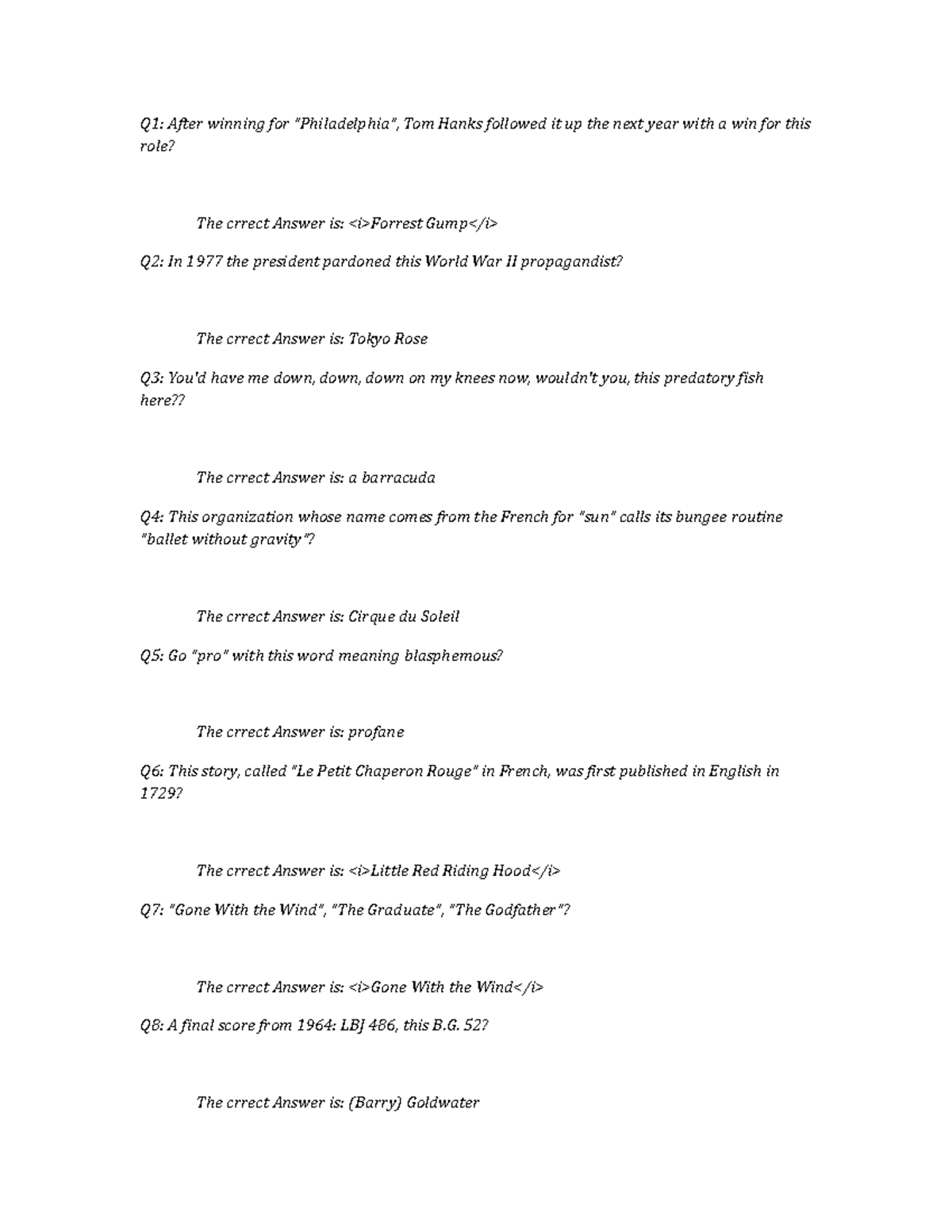 1 Module for SFUN - jioji - Q1: After winning for "Philadelphia", Tom ...