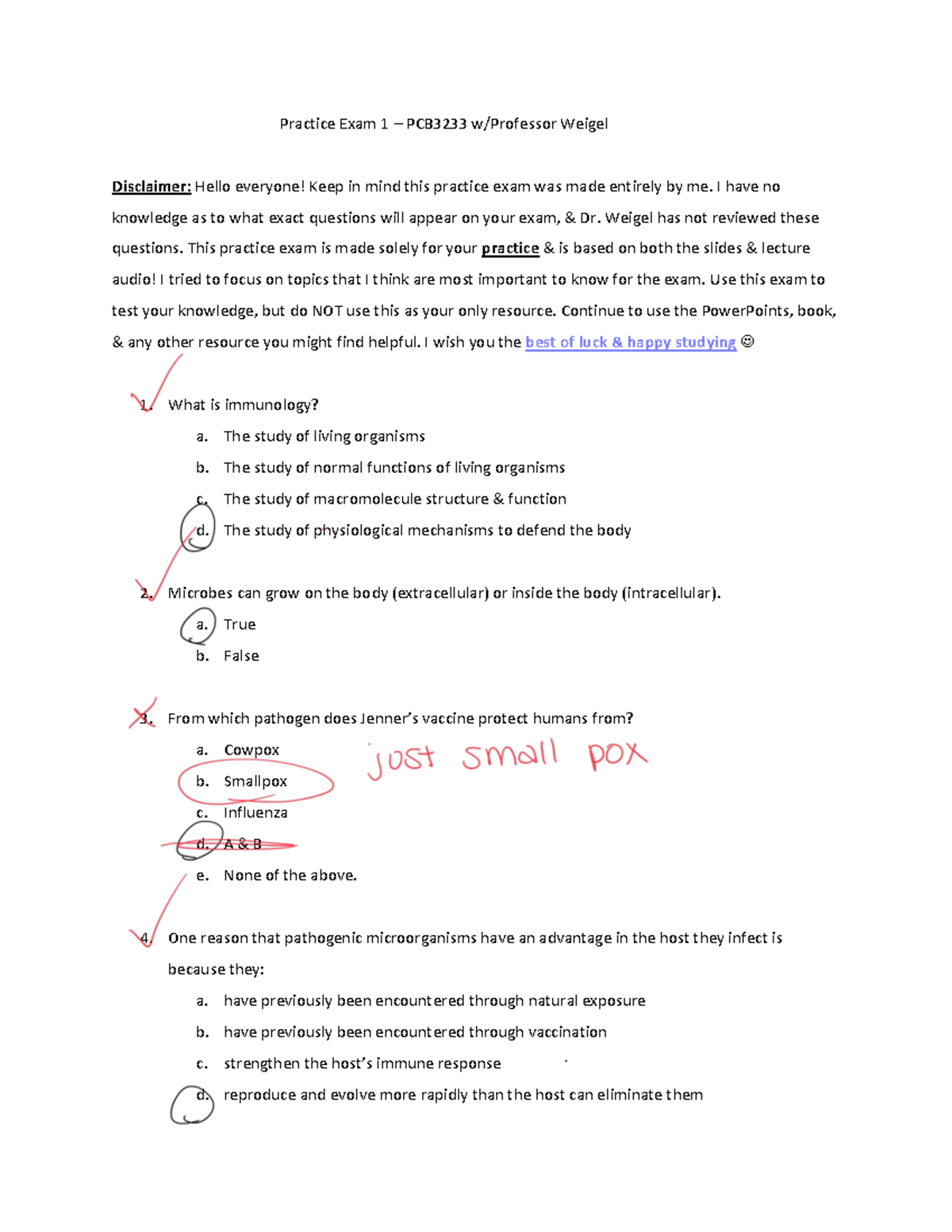 Pcb3233 practice exam 1 - Warning: TT: undefined function: 32 Warning: TT: undefined function ...