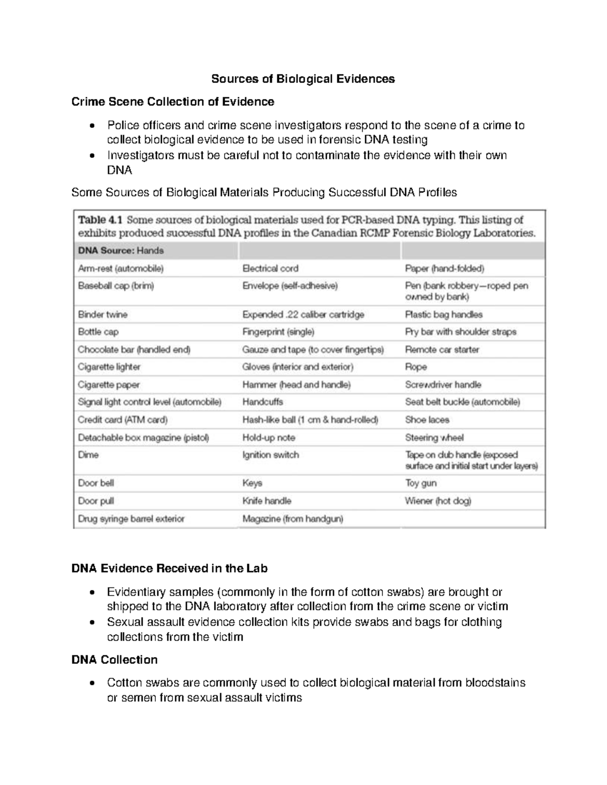 Sources of Biological Evidences - Forensic Biology - La Salle - Dasma ...