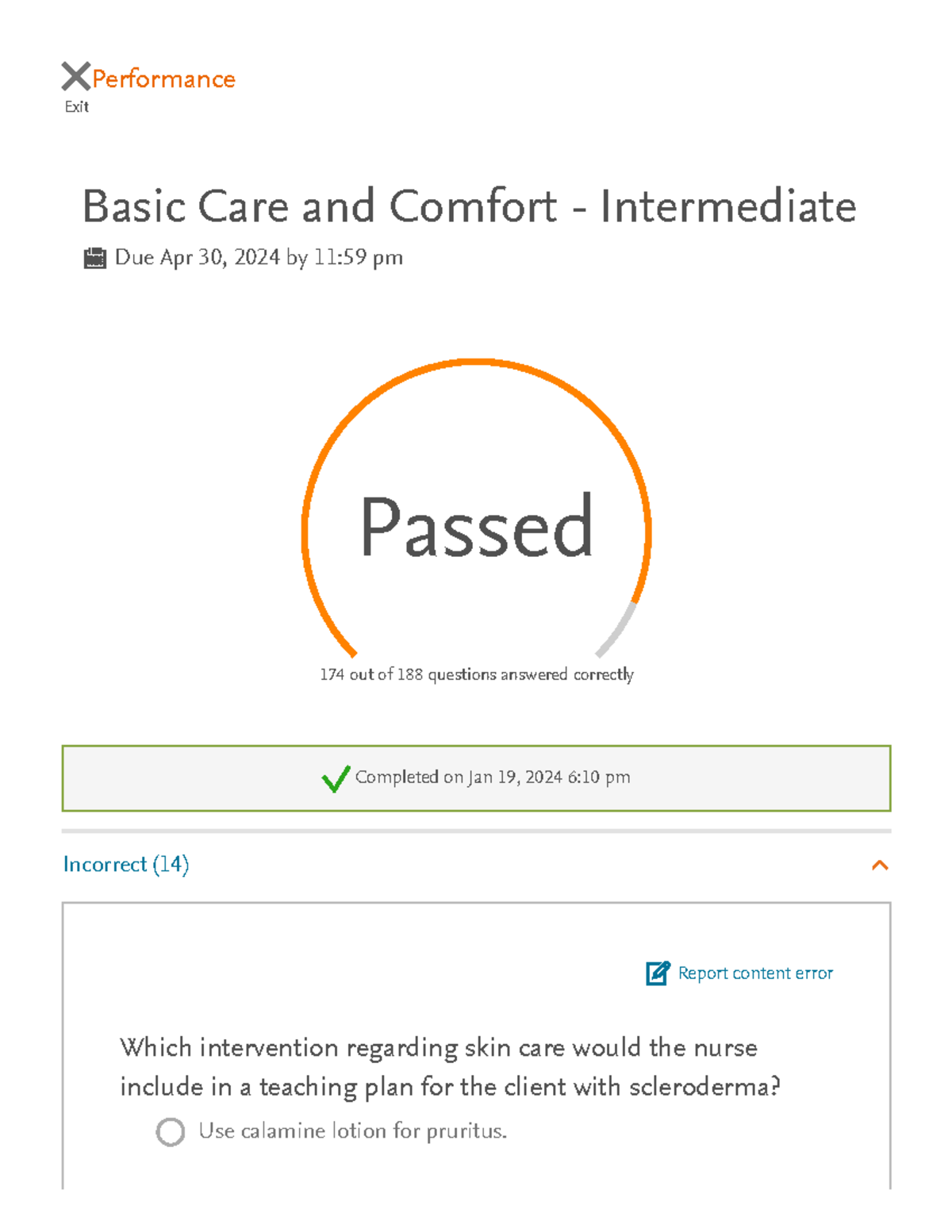 Intermediate - Basic Comfort Care - Exit Performance Basic Care and ...