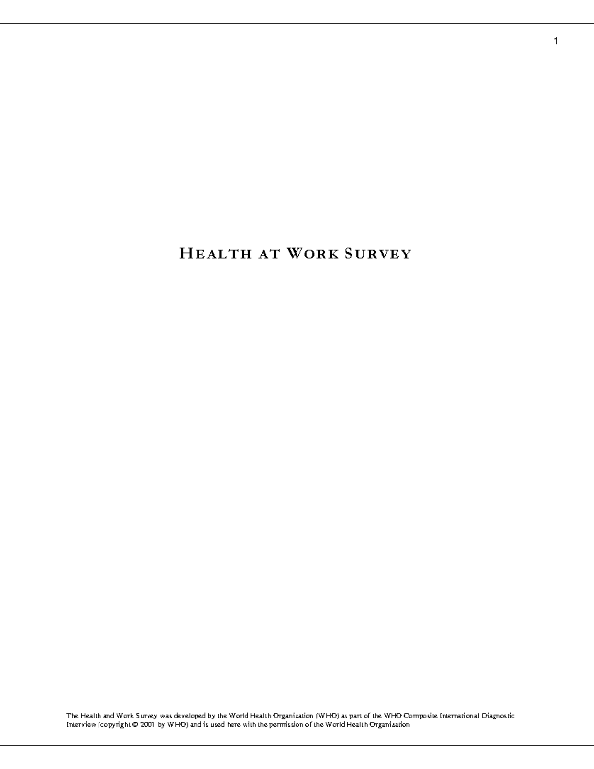 HPQ Employee Version 81810 - HE A L T H A T WO R K SU R V E Y The ...