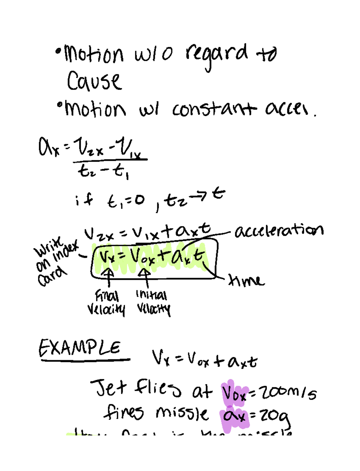 Kinematics - lecture notes for exam 1 - Motion w o regard to cause ...