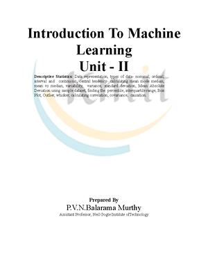 IML UNIT 1 & 2 imp questions - IML UNIT 1 Short Questions 1. Define Machine Learning. o Machine ...
