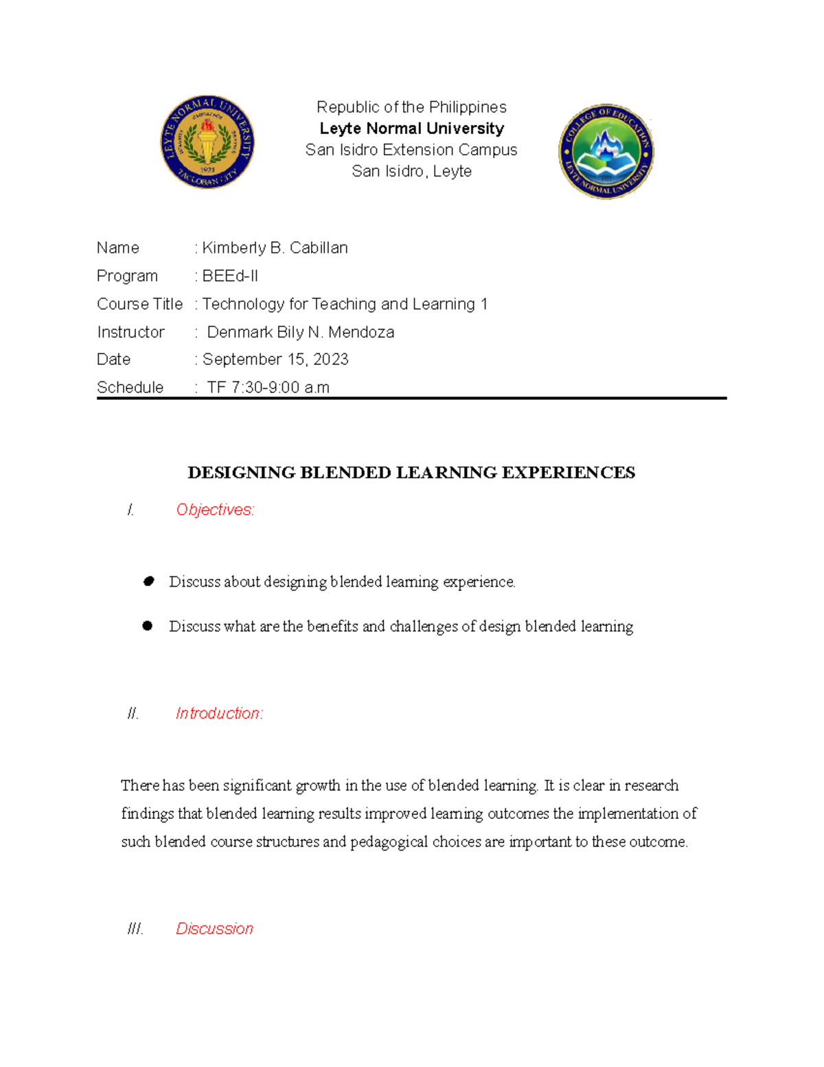Written-Report-Format - Republic of the Philippines Leyte Normal ...