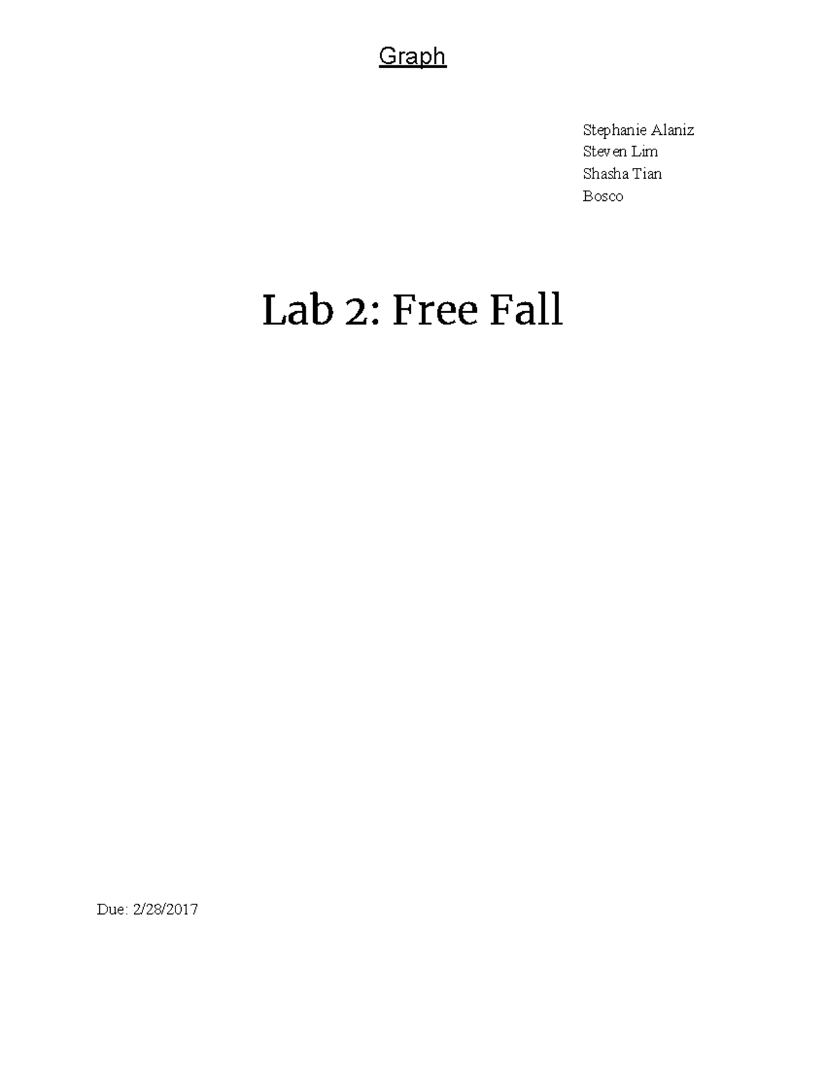 Physics Lab #2 - Google Docs - Graph Stephanie Alaniz Steven Lim Shasha ...