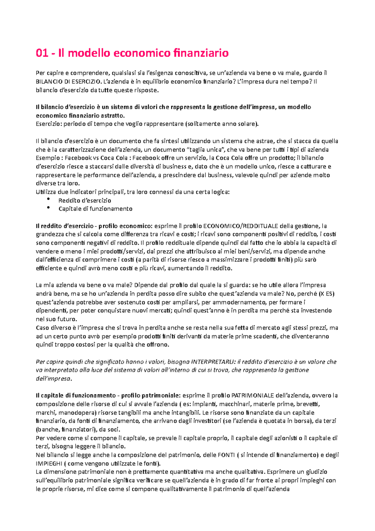 01 il modello economico finanziario - 01 - Il modello economico ...