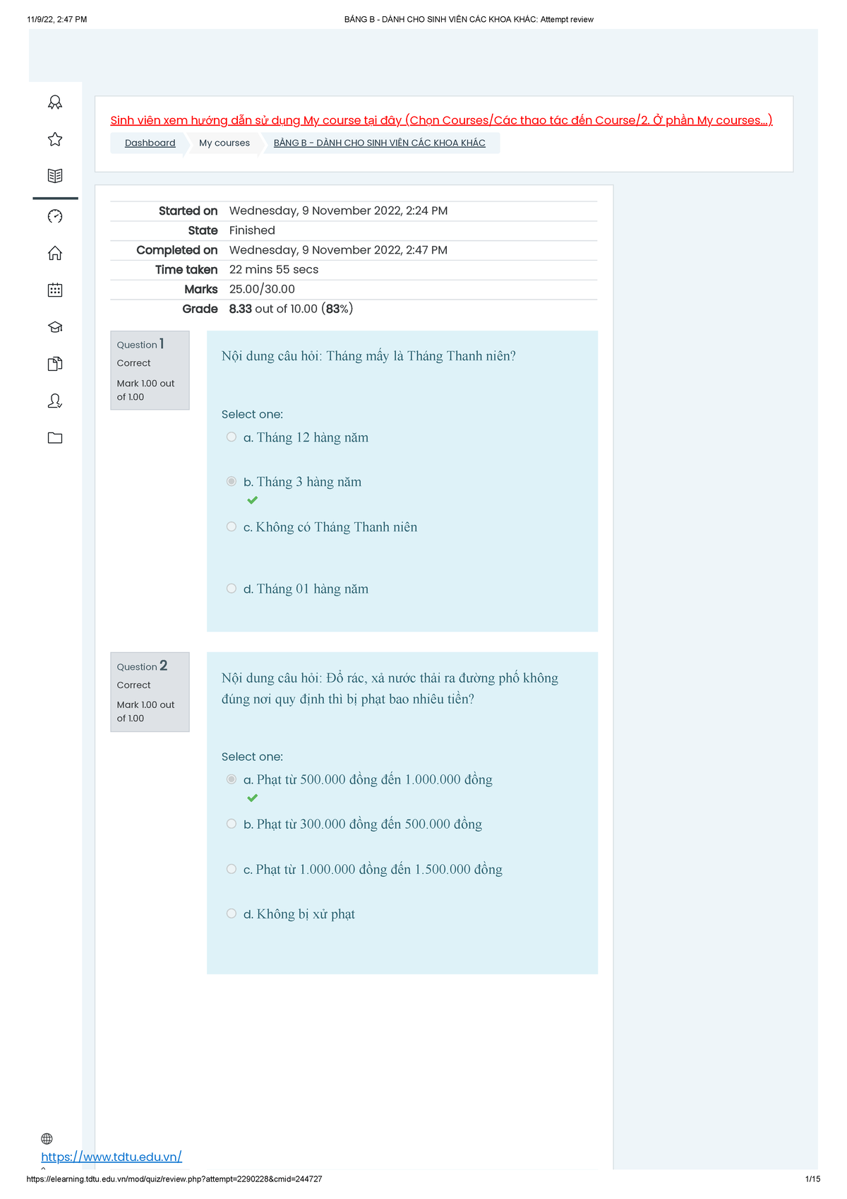 Dap an cuoc thi luat - hfdg - Sinh viên xem hướng dẫn sử dụng My course tại đây (Chọn Courses ...