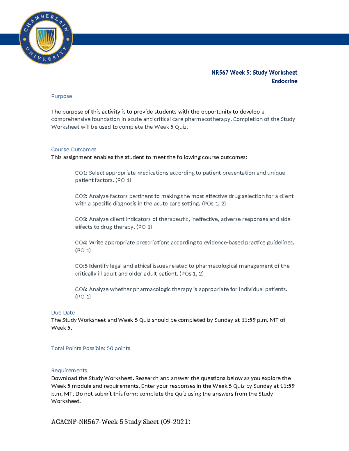NR567 Week 5 Study Worksheet Final 11-2021 - NR567 Week 5: Study ...
