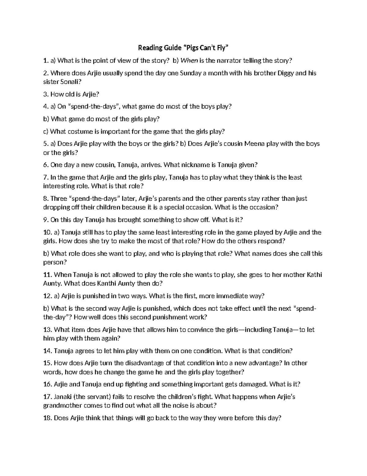 Reading Guide Pigs Cant Fly - Reading Guide “Pigs Can’t Fly” a) What is ...