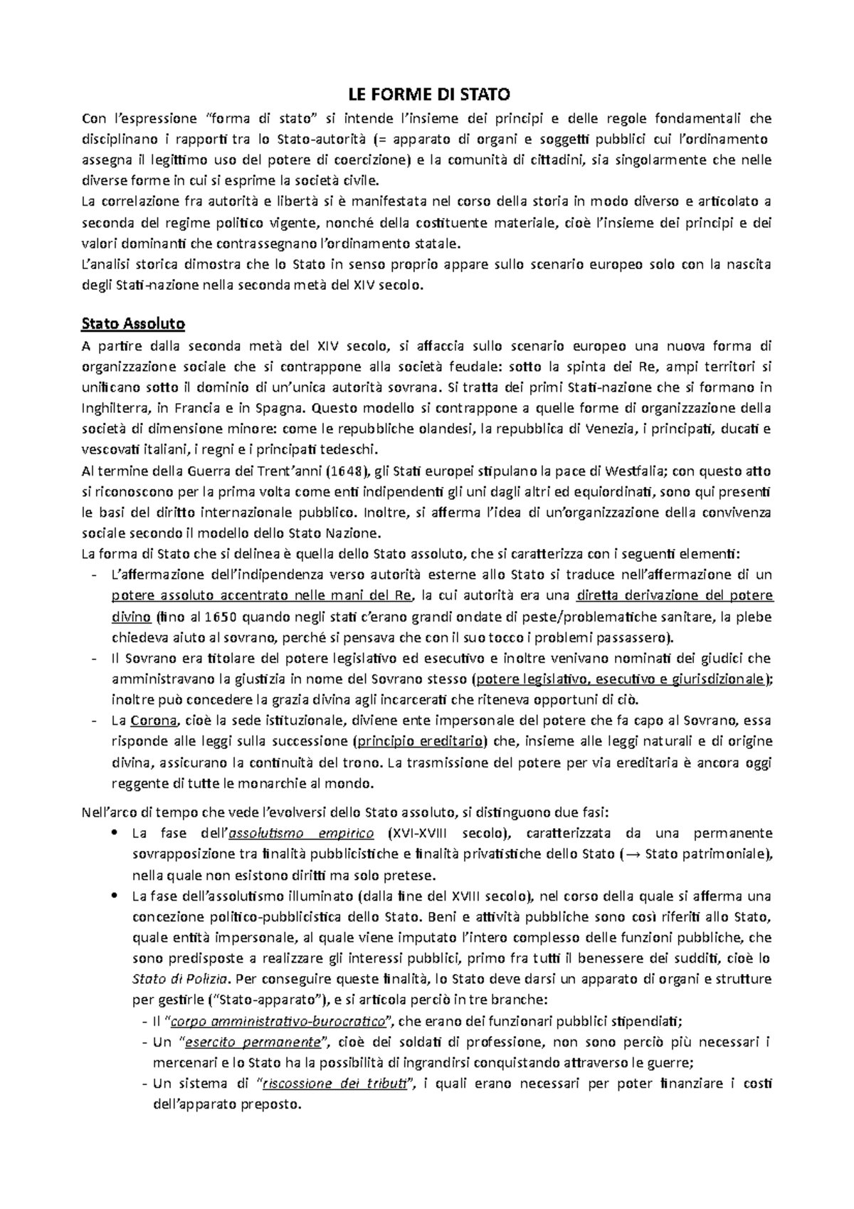 Lezione sulle forme di stato - LE FORME DI STATO Con l’espressione ...