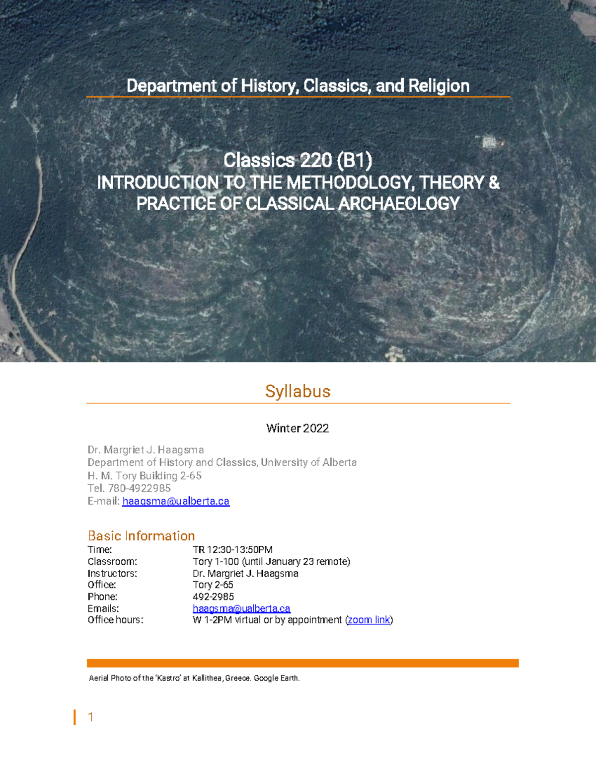 Classics 220 syllabus 2022 - Department of History, Classics, and Religion Classics 220 (B1 ...