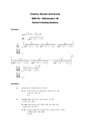 SMA102-Tutorial 3 solutions - Charles Darwin University SMA102 − Mathematics 1B Tutorial 3 ...